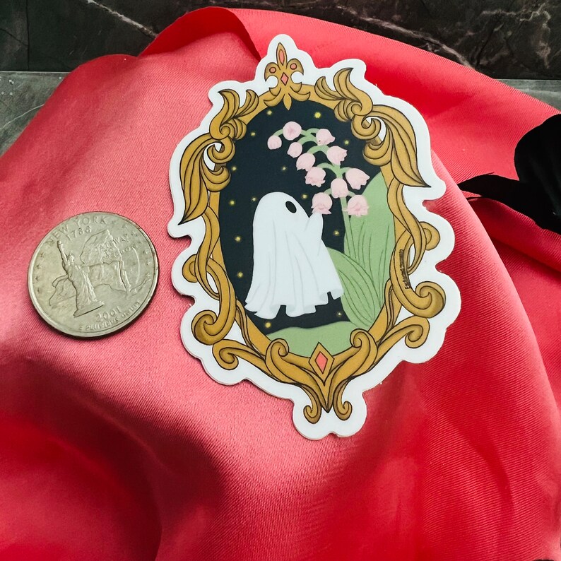 Enchanted Forest Ghosts, Pink Lily of the Valley, Glossy Sticker ...