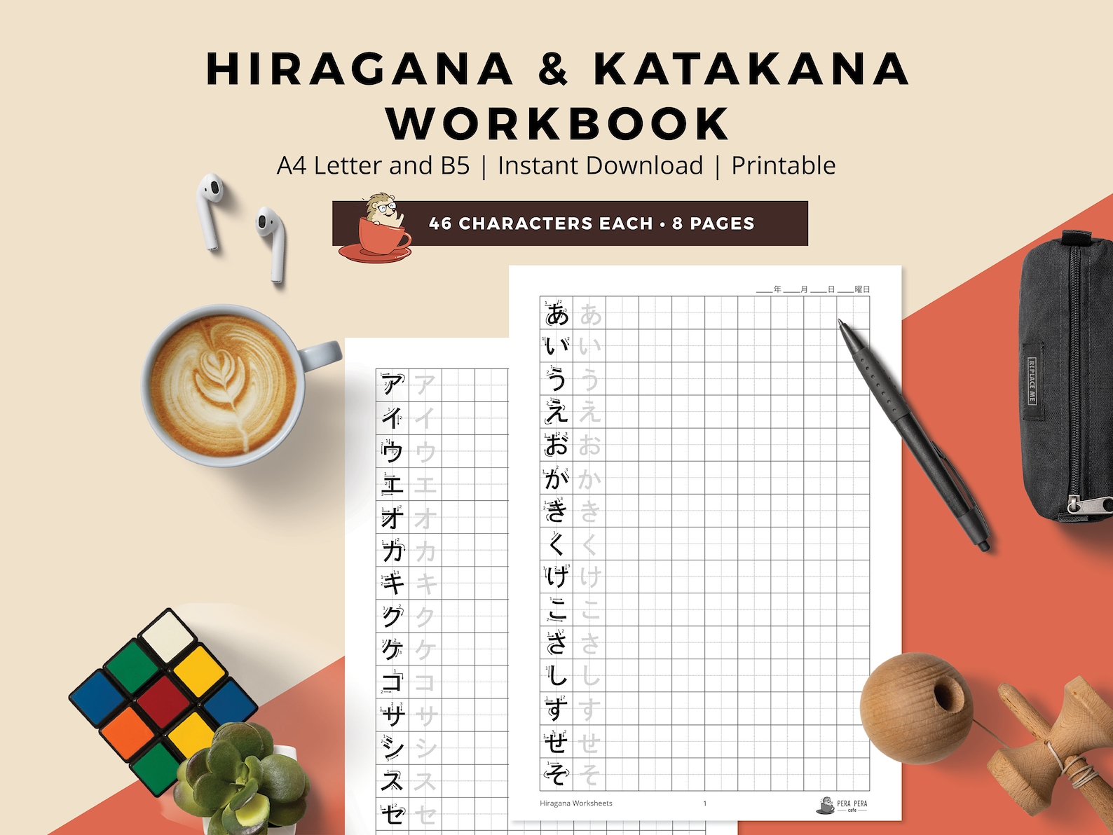 Japanese Hiragana and Katakana Writing Practice Worksheets Bundle Learn ...
