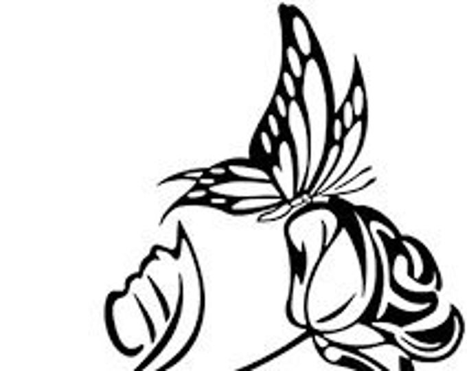 Butterfly With Rose Vinyl Decal - Etsy
