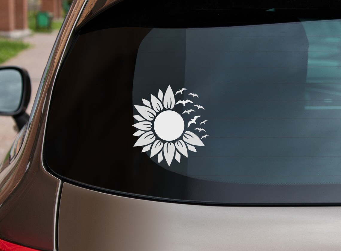 Sunflower With Birds Vinyl Decal - Etsy