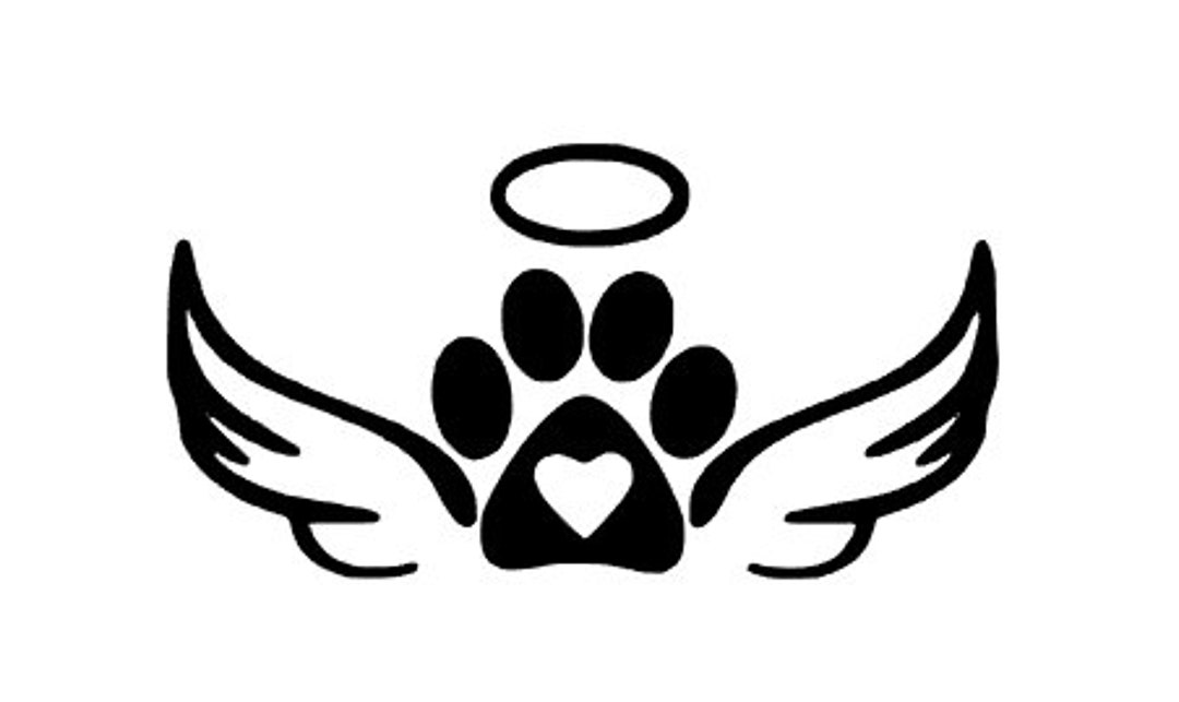 Dog Paw With Angel Wings/halo Vinyl Decal - Etsy