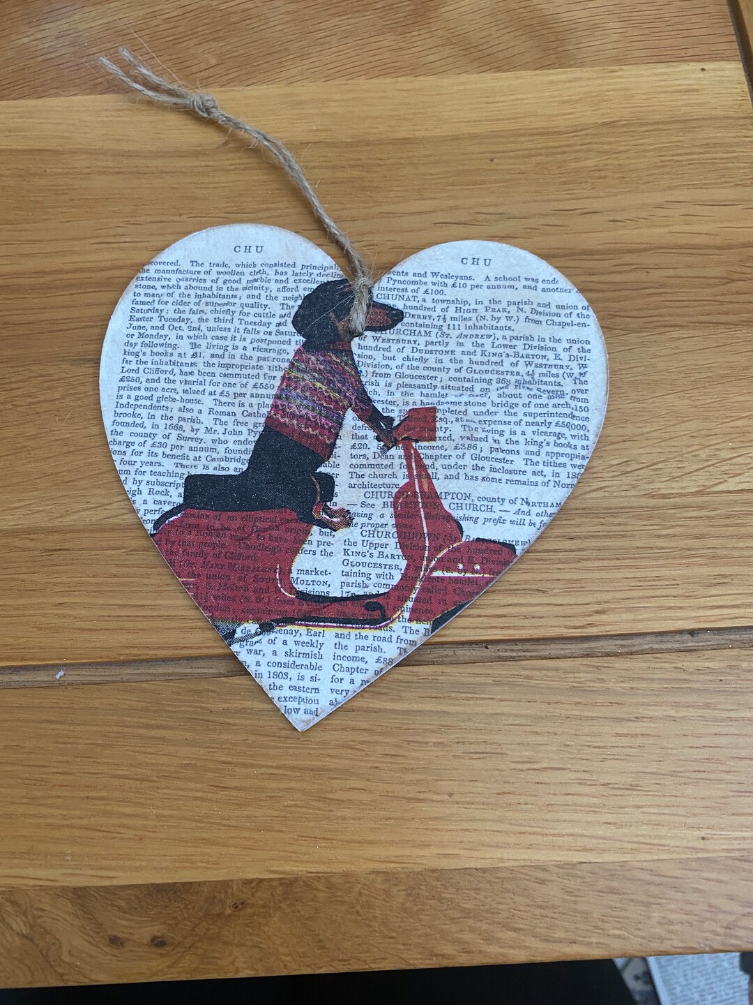 Daschound / Sausage Dog on Scooter Decoupage Heart - Etsy