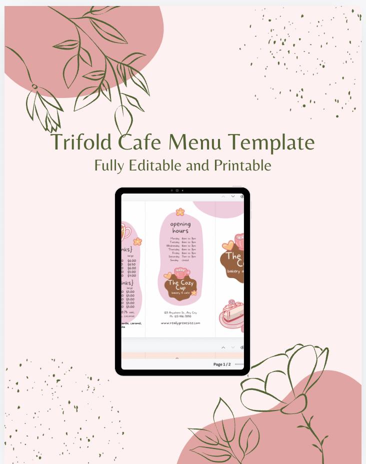 Cute Trifold Cafe Menu | Editable and Printable - Etsy