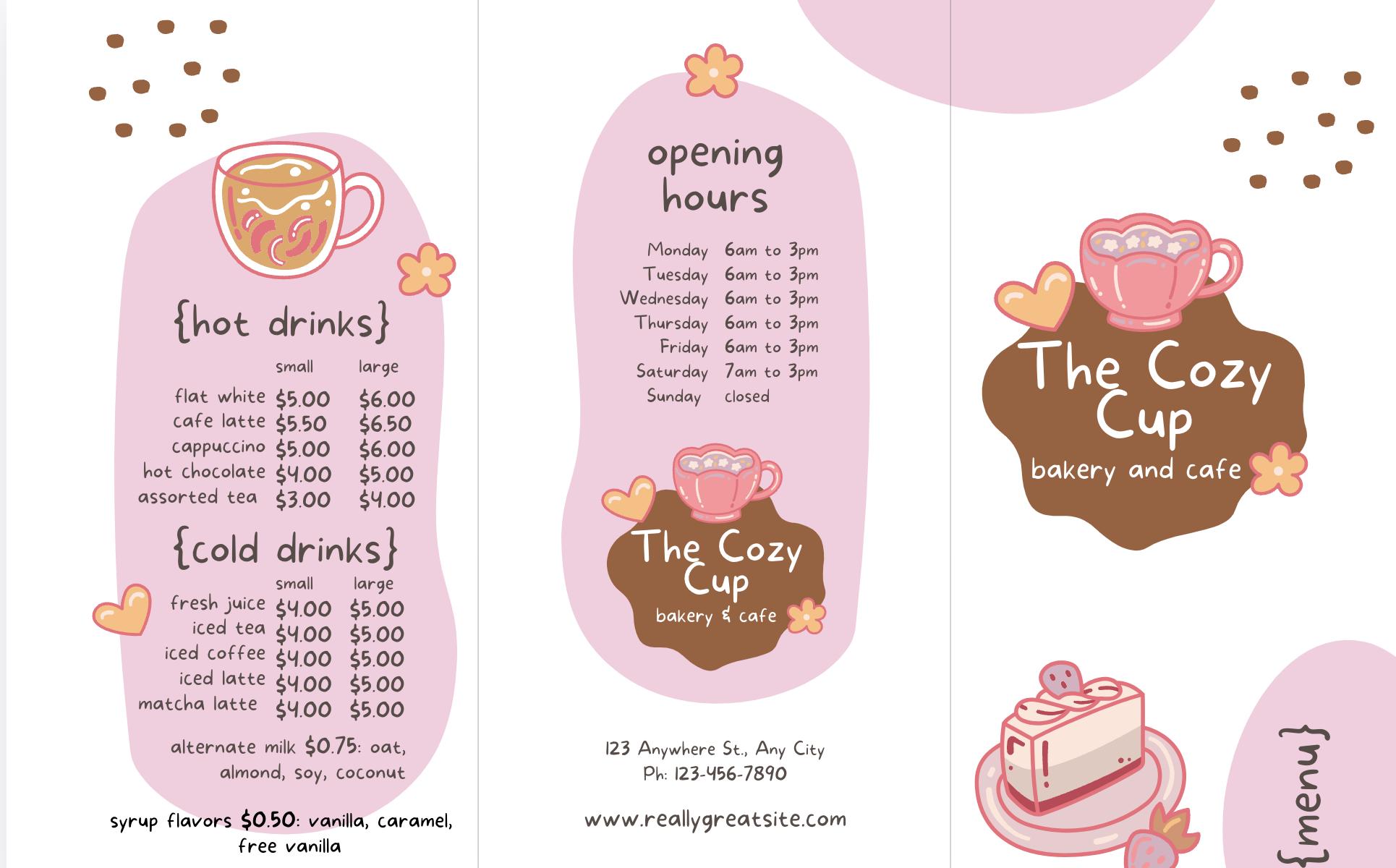 Cute Trifold Cafe Menu | Editable and Printable - Etsy