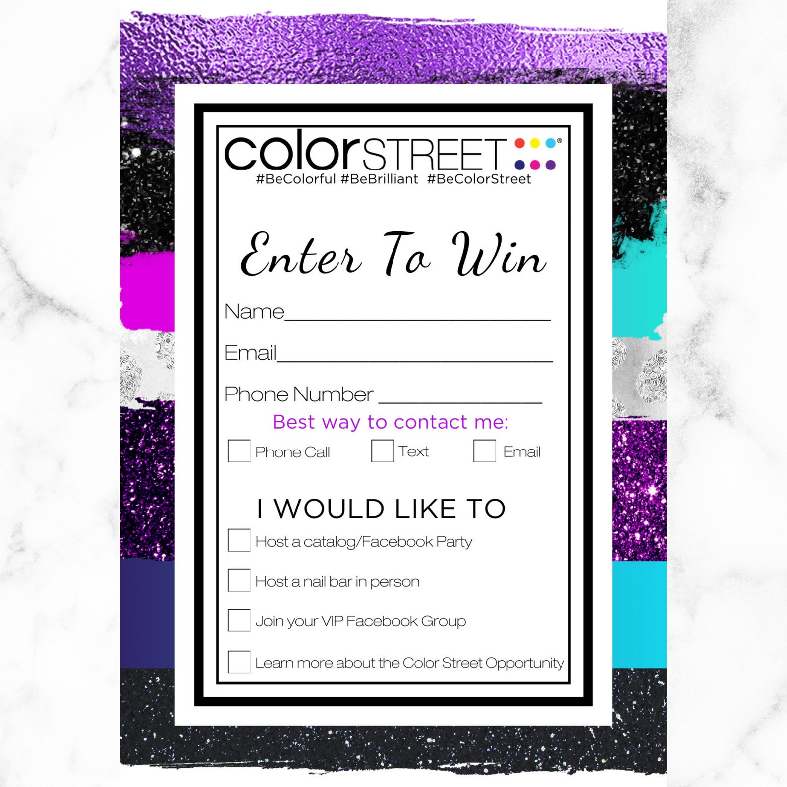 Color Street Enter to Win Cards, Color Street Enter to Win, Color ...