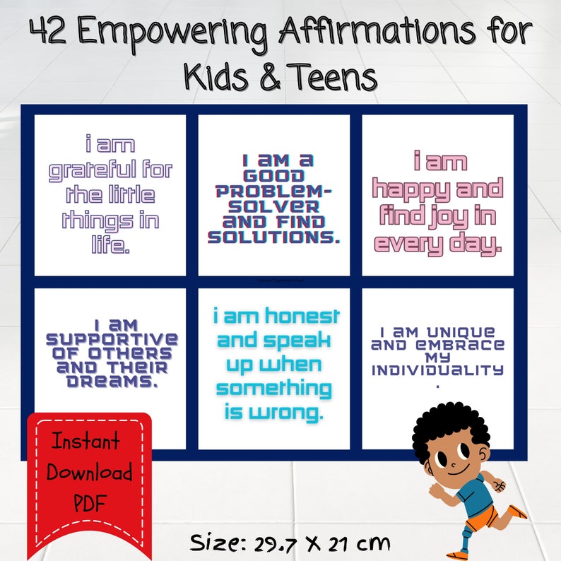Positive Affirmations Cards for Children Self Love Affirmation Set Kids ...