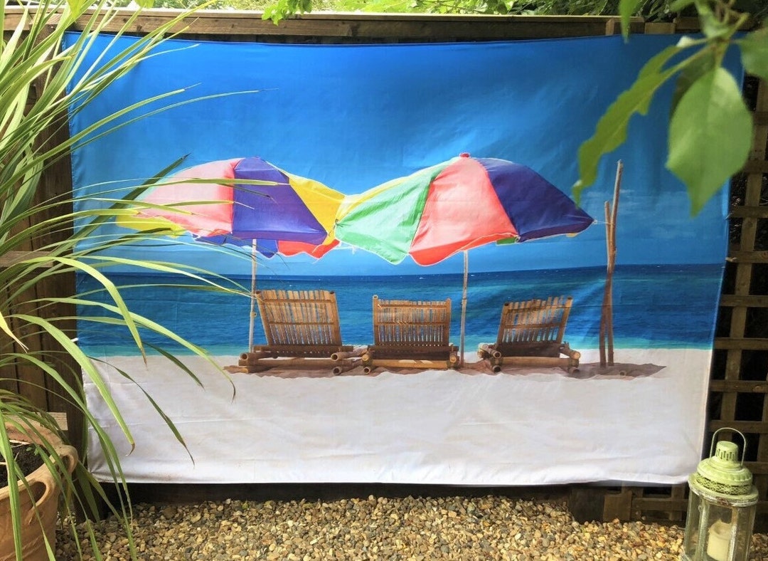 Beach Sunbed Backdrop, Amazing for Your Home or Garden, Beach Backdrop ...