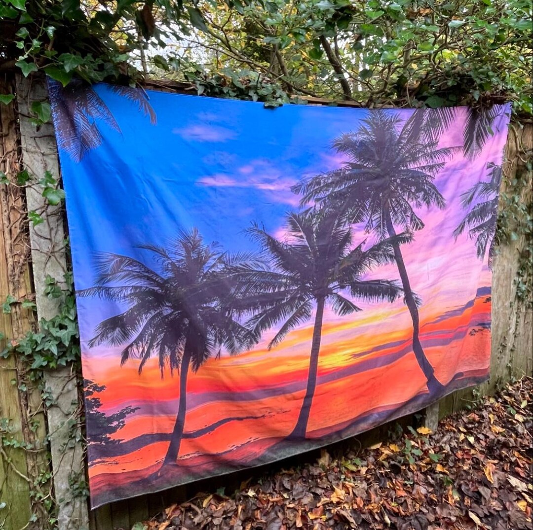 Sunset Backdrop, W7ftxh5ft Paradise Backdrop With Golden Sunset. Palm ...