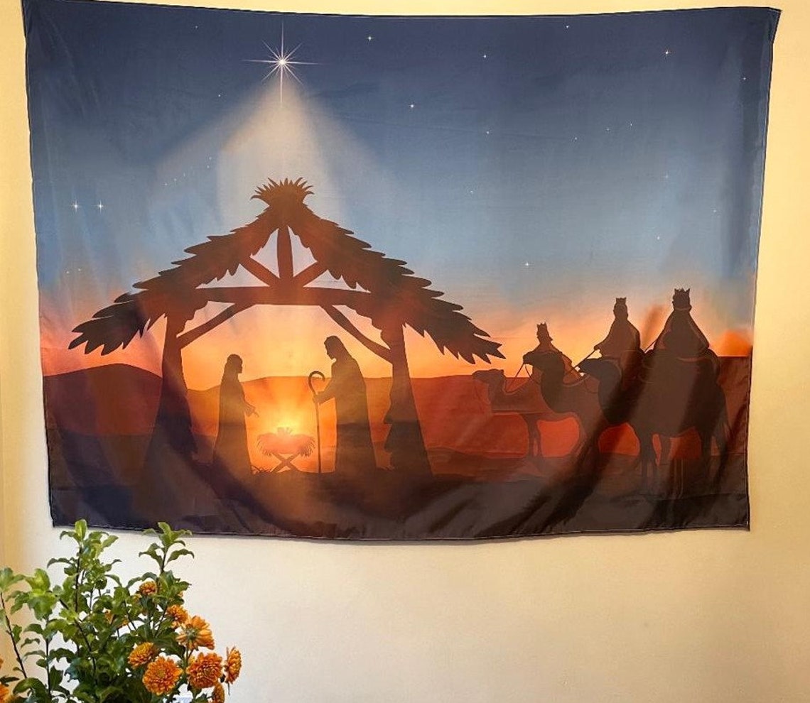 Nativity Fabric Backdrop W7ft X H5ft. Popular, Easy to Hang With Fitted ...