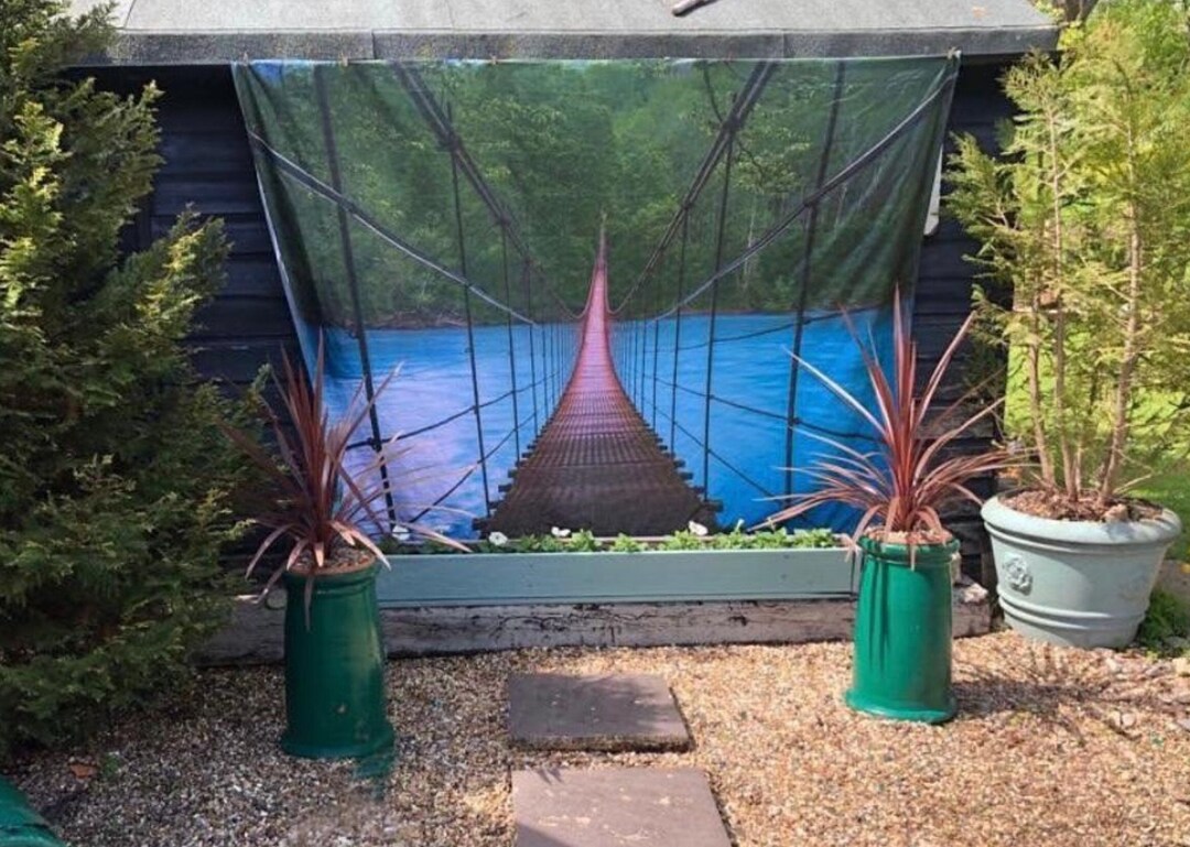 Garden Paradise Backdrop, Garden Decor, Tropical Bridge Backdrop ...