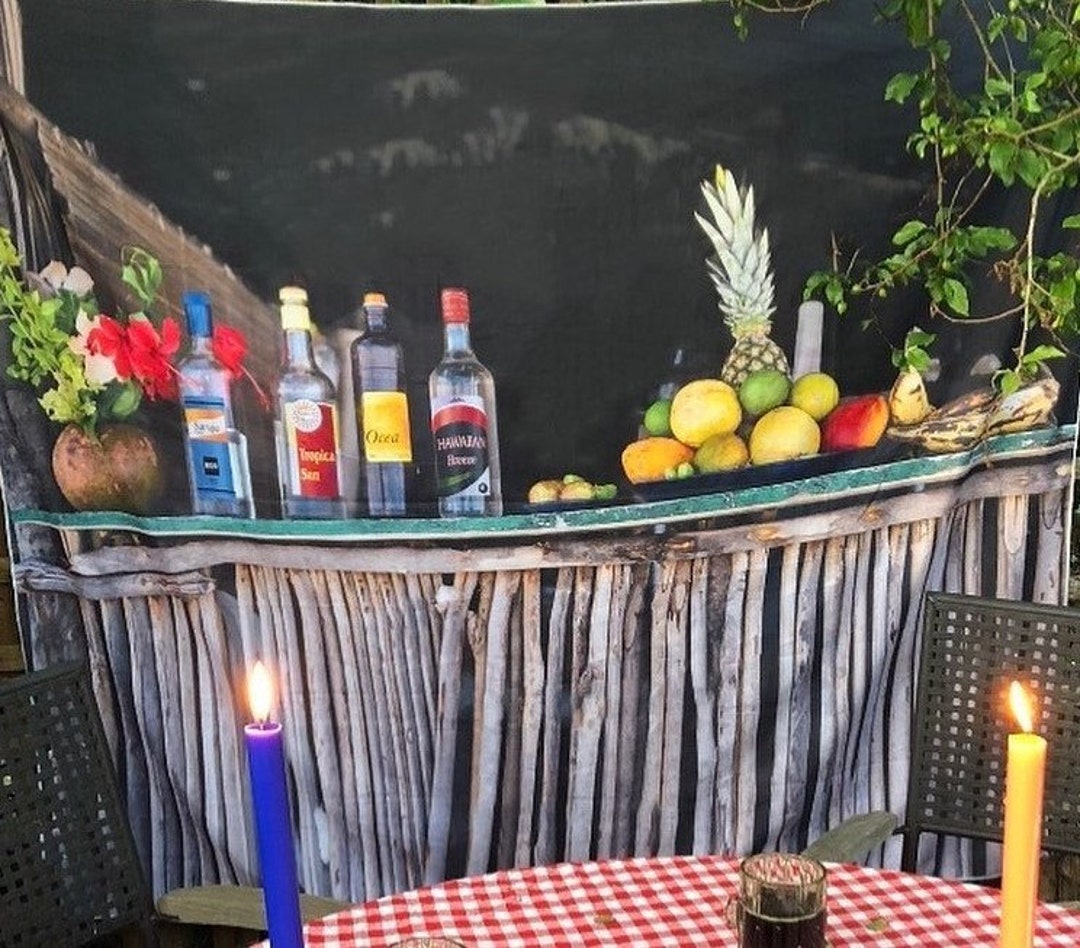 Garden Bar Backdrop, Party Bar Backdrop, Beach Bar Cocktail Backdrop ...