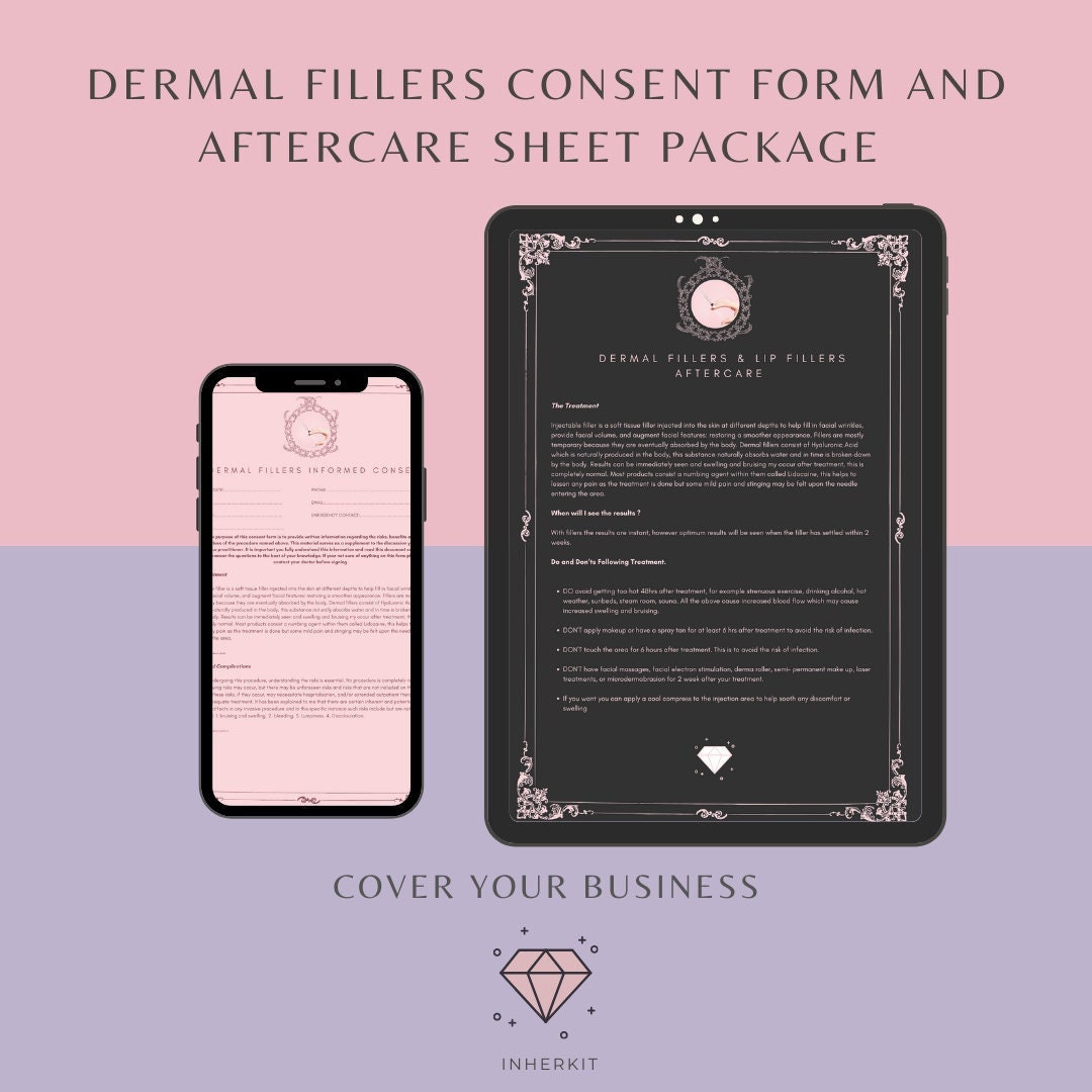 Editable Lip FIller Consent Form Dermal Fillers and Aftercare Form ...