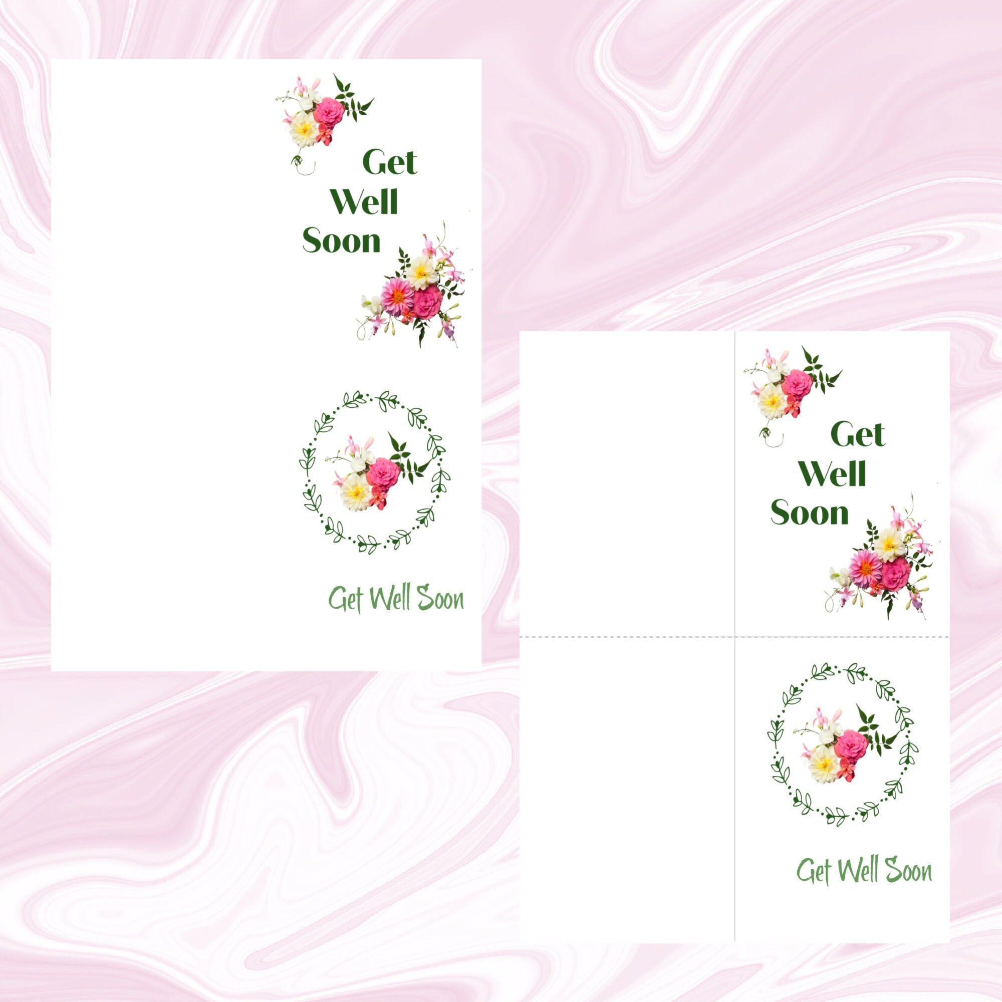 2 Designs -get Well Soon Cards, Size : 8.5"x 11" Instant Digital ...