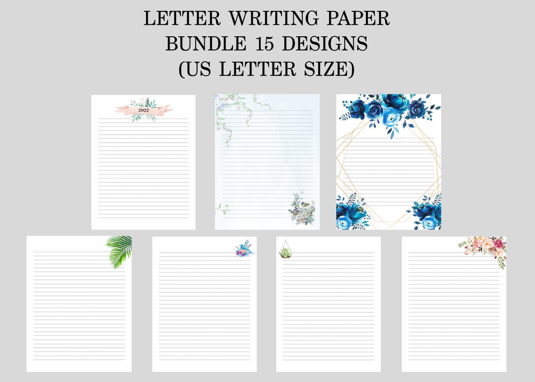 15 Designs Letter Writing Papers Bundle . 8.5" X 11" Letter Writing ...