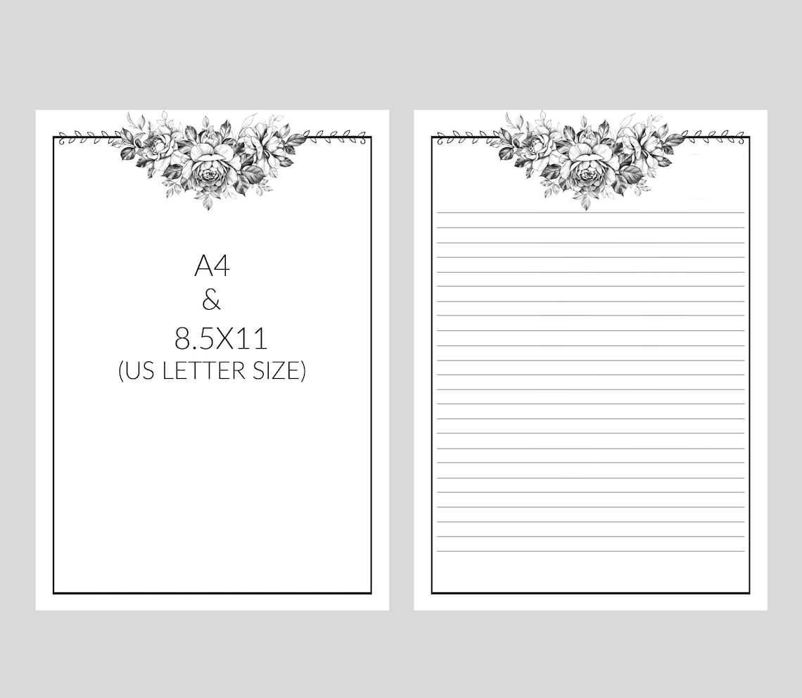 A4 & 8.5" X 11" Letter Writing Papers. Digital Download 4 PDF Files ...