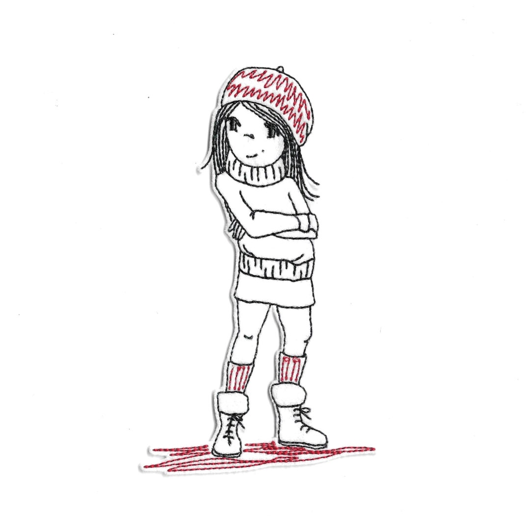 Large Patch Thermo-adhesive Patch Young Girl Woman Peace With Her Cap ...