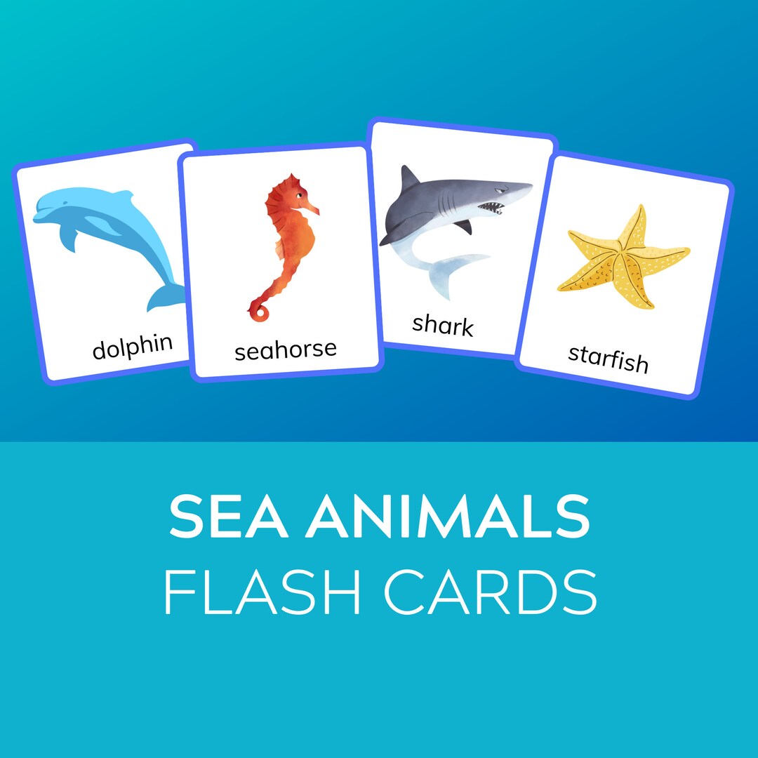 Sea Animals Flash Cards 16 Fun Printable Flash Cards for - Etsy
