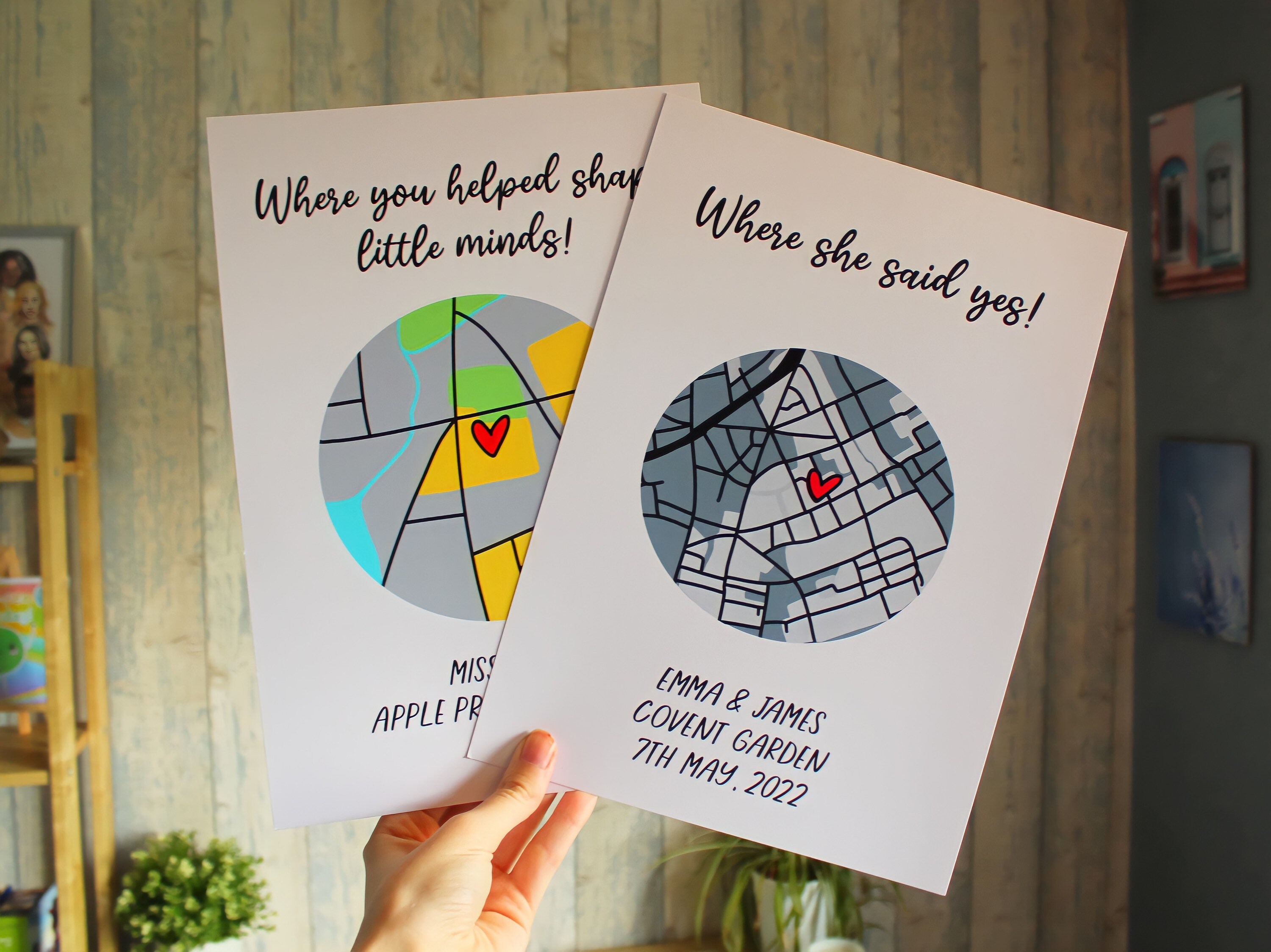 Personalised Map Gift, Illustration of Custom Location, Anniversary ...