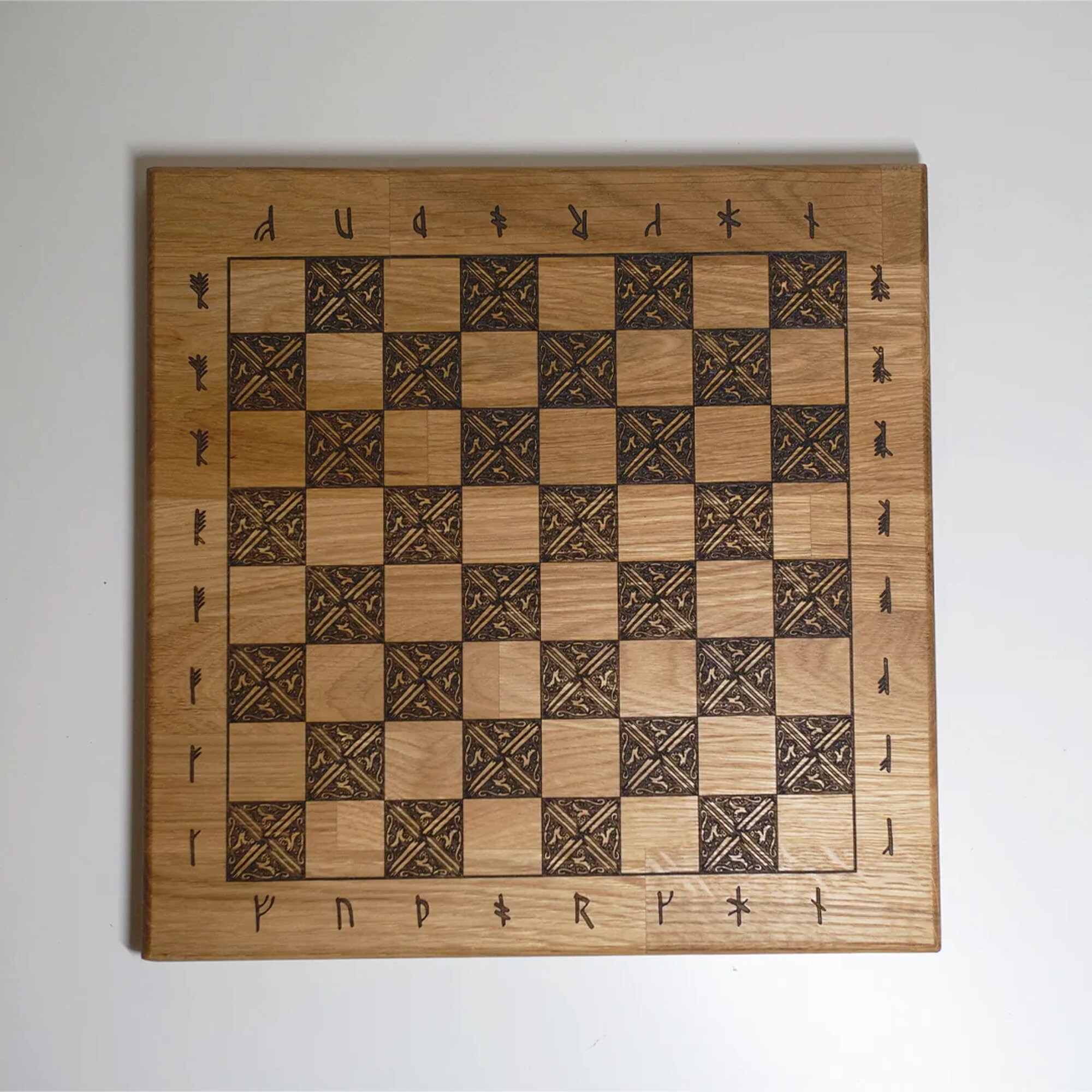 Handmade Oak Viking Chess Board - Runes and Norse Mythology - Etsy