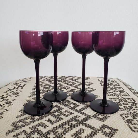 Vintage Set of 4 Carlo Moretti Deep Amethyst Tall Stemmed | Etsy