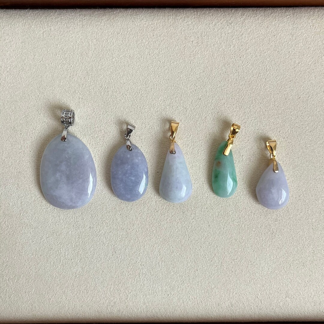Natural, Untreated, Grade A Burmese Jadeite Teardrop Pendant - S925 ...