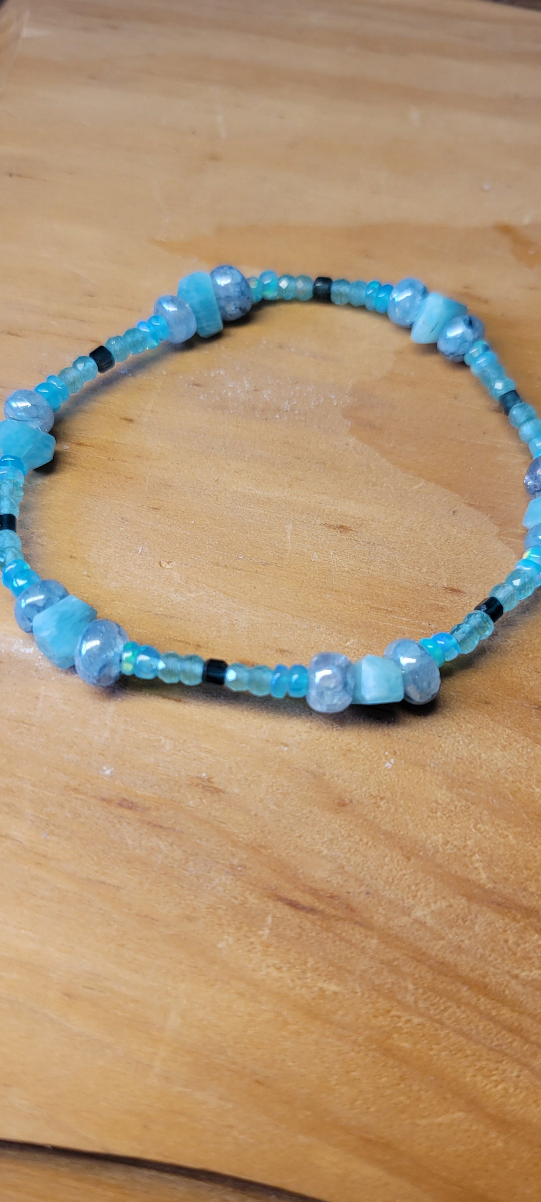 Amazonite Crystal Bracelet: Blue Grapholite, Grandidierite, Opal - Etsy
