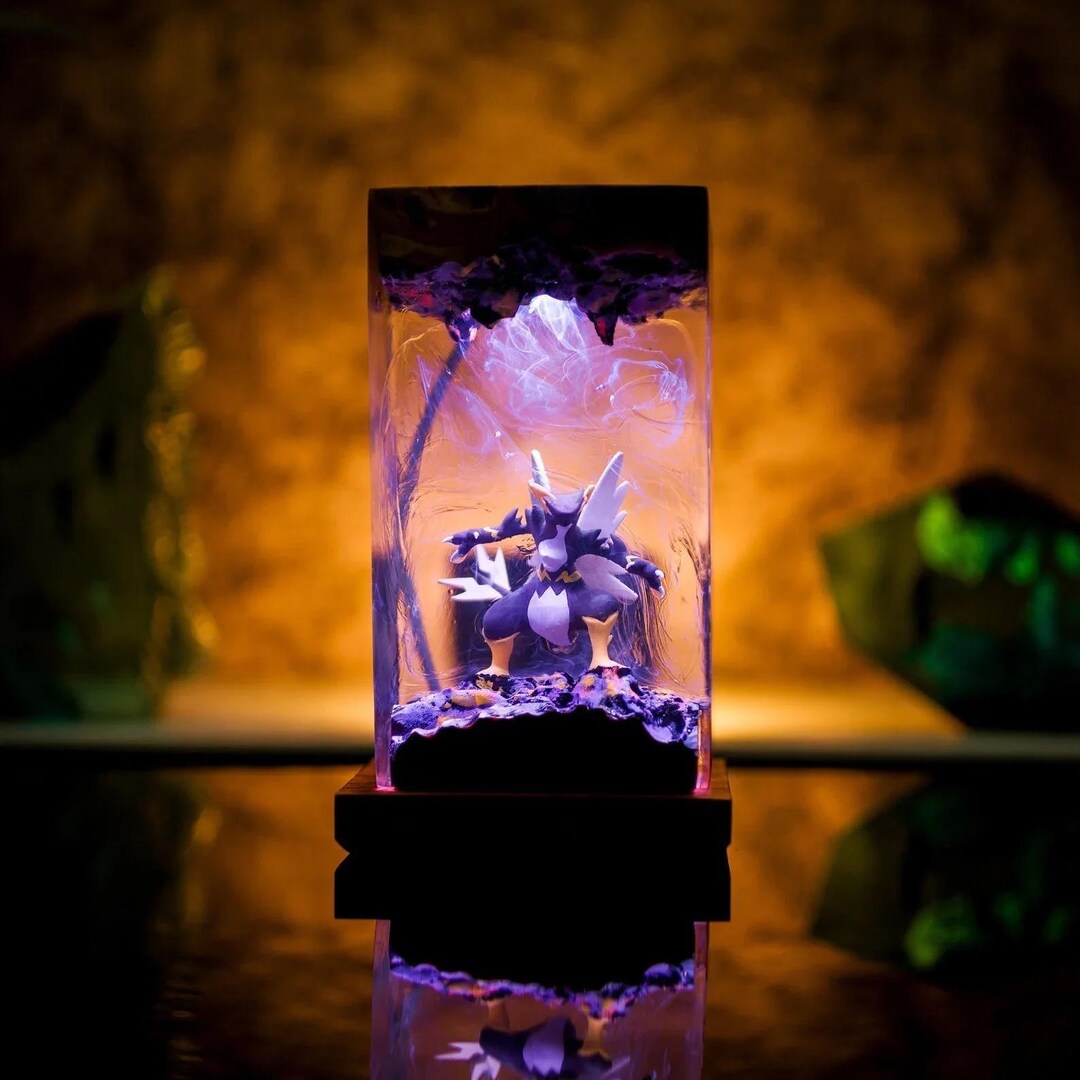 Mega Garchomp Lamp Resin Shelf Lamp, Epoxy Scene Display, Streamer Desk ...