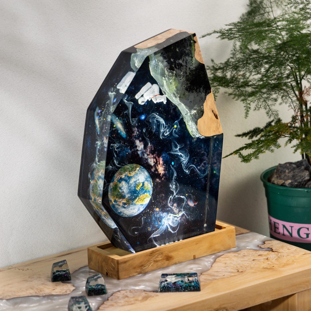 Interstellar Epoxy Lamp – Custom Night Light Hexagon, Sci-fi Movie Art ...