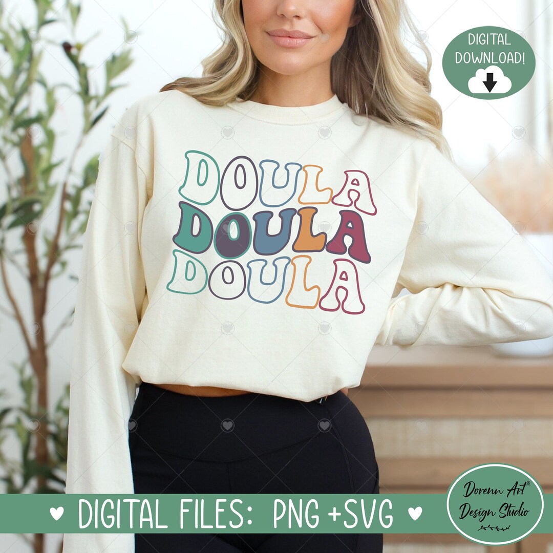 Doula SVG, Retro, Wavy Text SVG PNG, Doula Appreciation, Midwife Gift ...