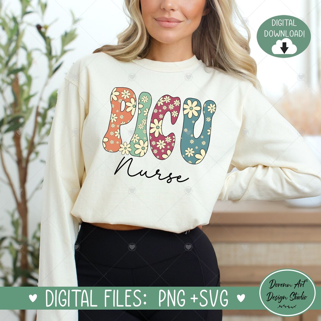 PICU Nurse Svg Png,nurse Svg Decal,retro Cute Nurse Cut File Svg, Png ...
