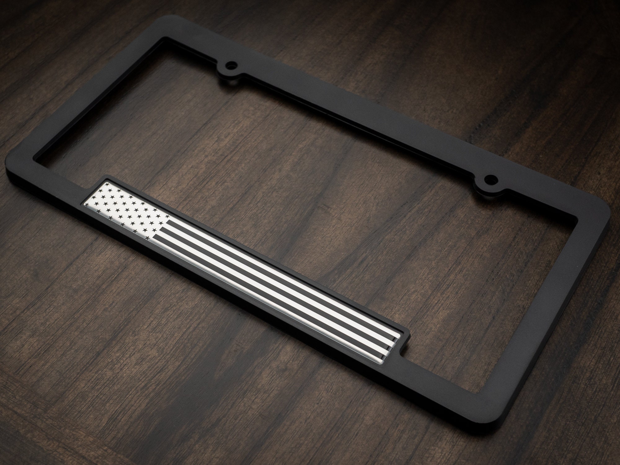 American Flag License Plate Frame Blackout Silver Edition 3D | Etsy