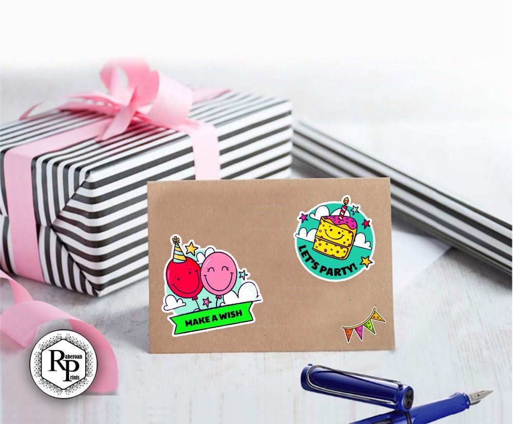 Bestseller*** Colorful Birthday Party #2 ONE (1) Stickers Sheet, PNG ...
