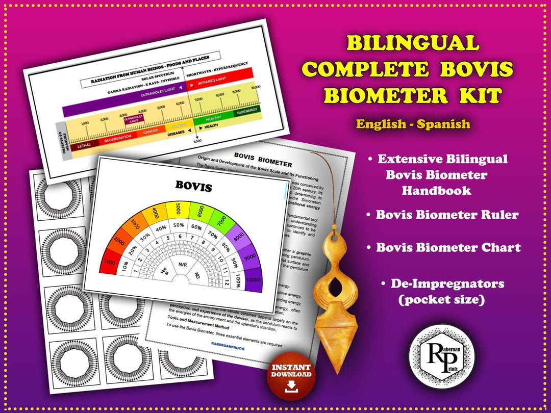 Dowsing - Pendulum Bilingual Bovis Biometer Dowsing Chart Kit ...