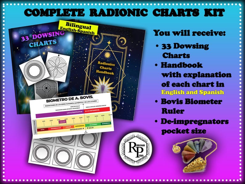 Radionic Charts Kit Bilingual | 33 Charts With Extensive Handbook- De ...