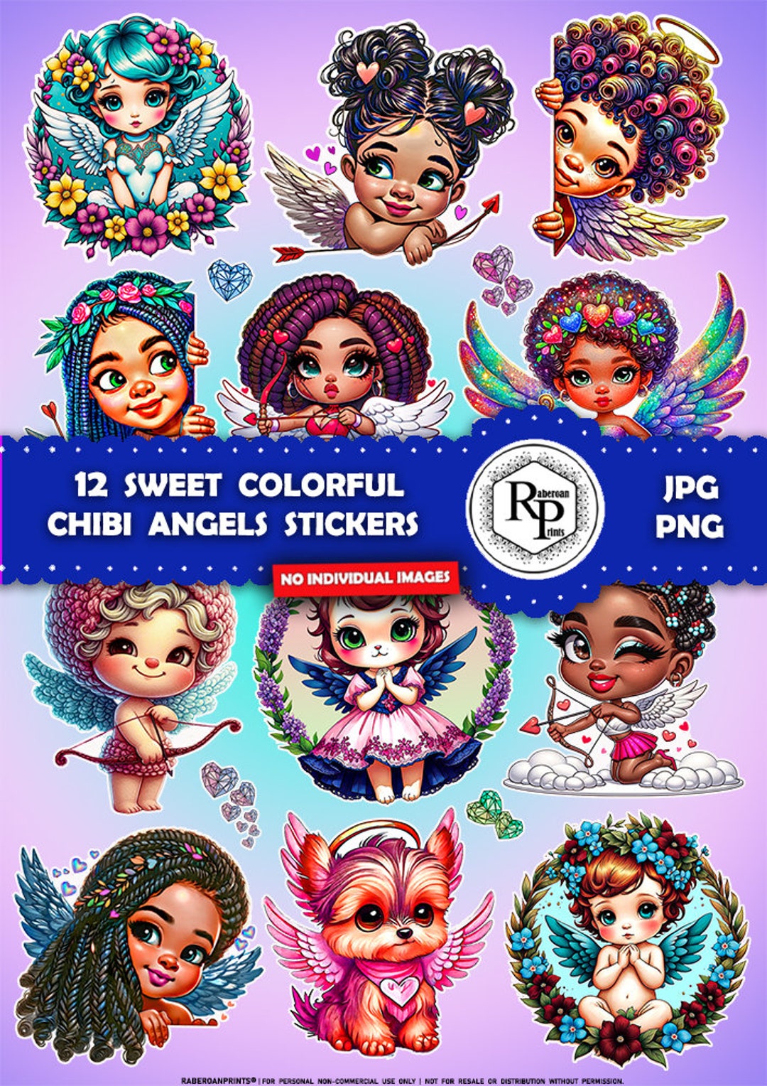 Chibi Angels (1) Stickers Sheet+ Bonus Bookmarks for Coloring ...