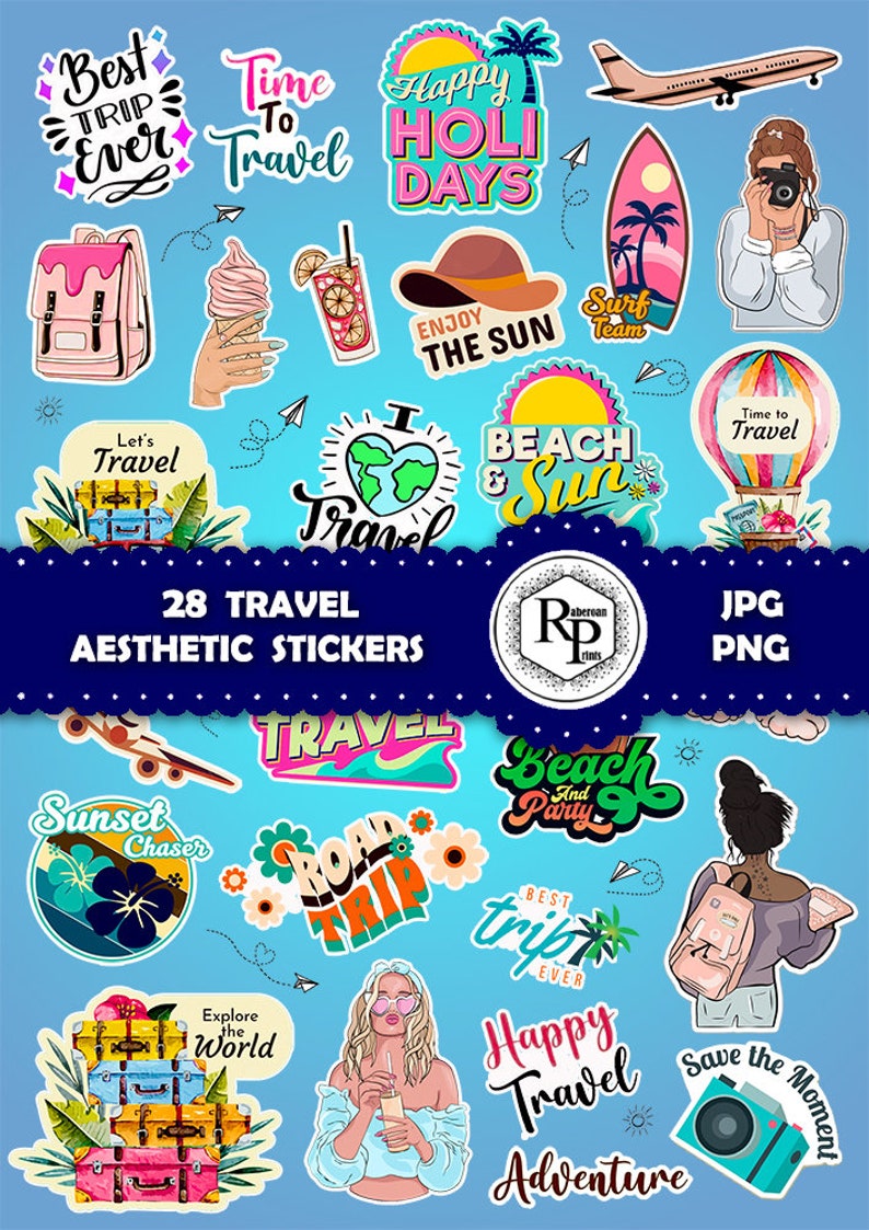 Artistic Travel Vacation Voyage Aesthetic Stickers Sheet - Etsy