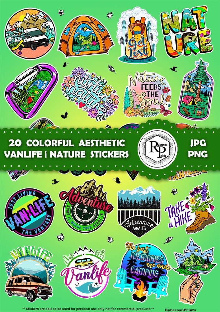 Colorful Aesthetic Vanlife Nature Adventure Stickers - Etsy