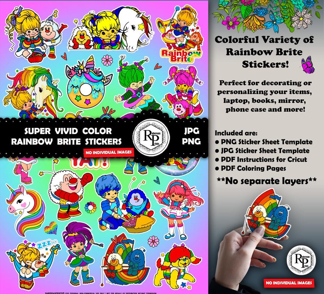 Vintage Rainbow Brite (1) Stickers Sheet + Bonus Digital Papers ...