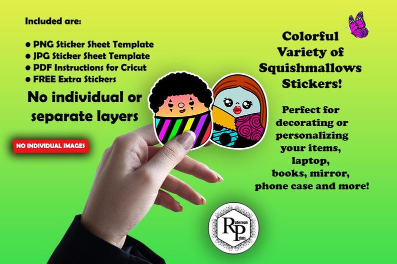 Squishy Friends Stickers (1) Sheet - PNG, JPF Plus + Bonus Stickers #11 ...