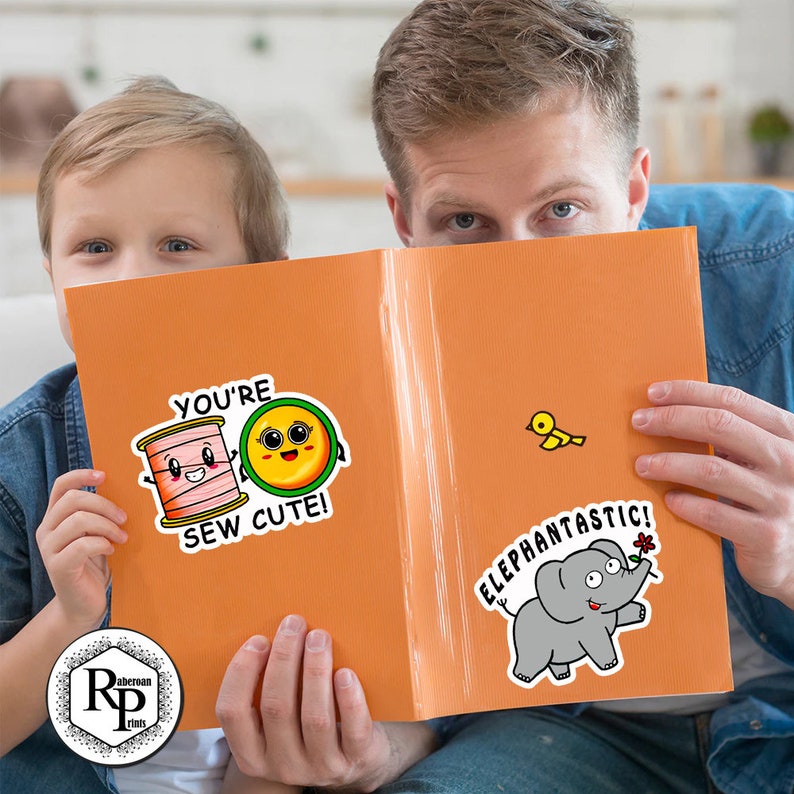 Funny "puns" Stickers Sheet, Vibrant Colors Bonus Gift Box Template ...