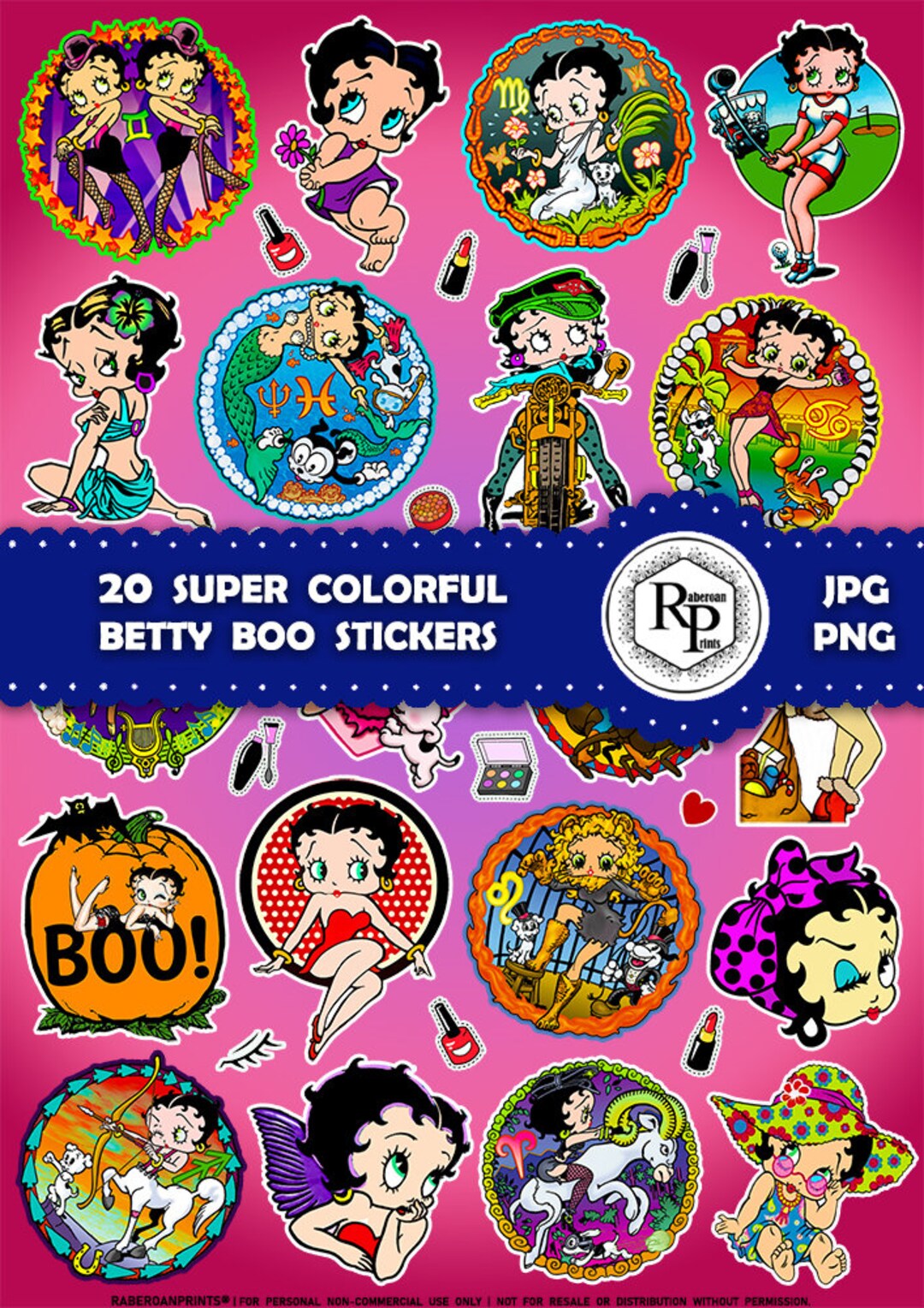 Best Selling*** Super Vivid Color Adorable Betty Boo ONE (1) Stickers ...