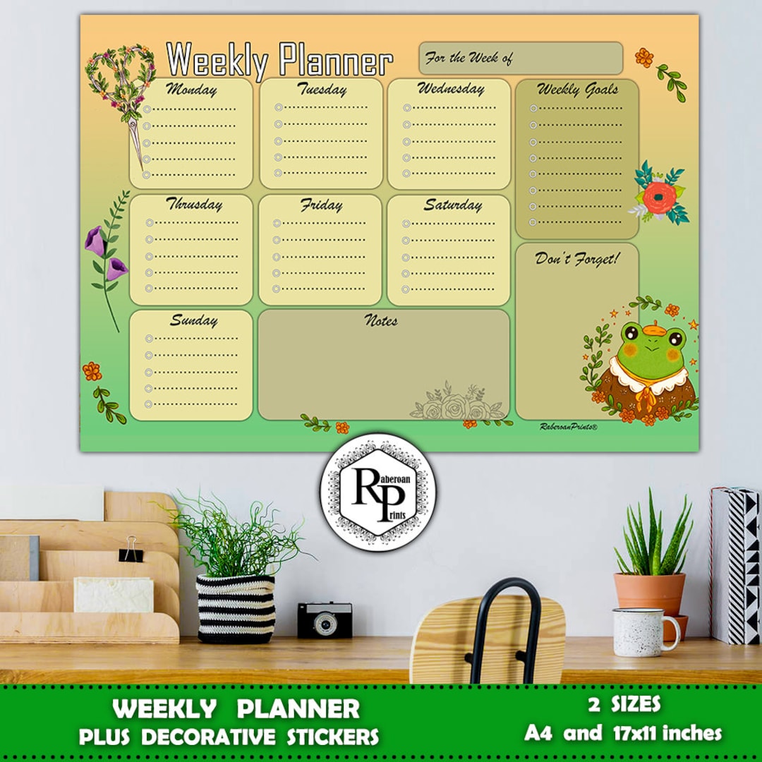 Best Seller** Printable Landscape Colorful Wall Weekly Planner # 3 ...