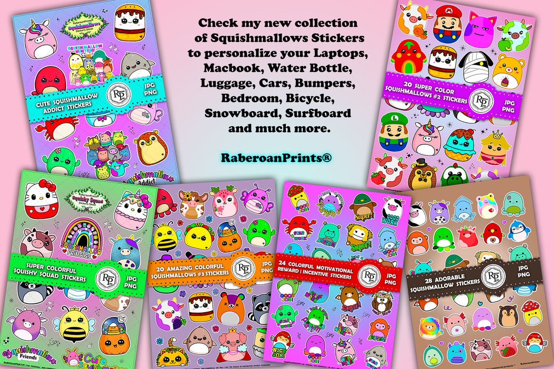Squishmallow (1) Stickers Sheet + Bonus Coloring Pages #3 - Scrapbook ...