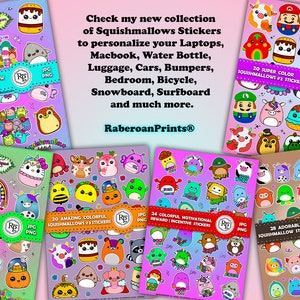 Adorable Squishmallow #3 Stickers Sheet in ONE Page - PNG, JPF Plus ...