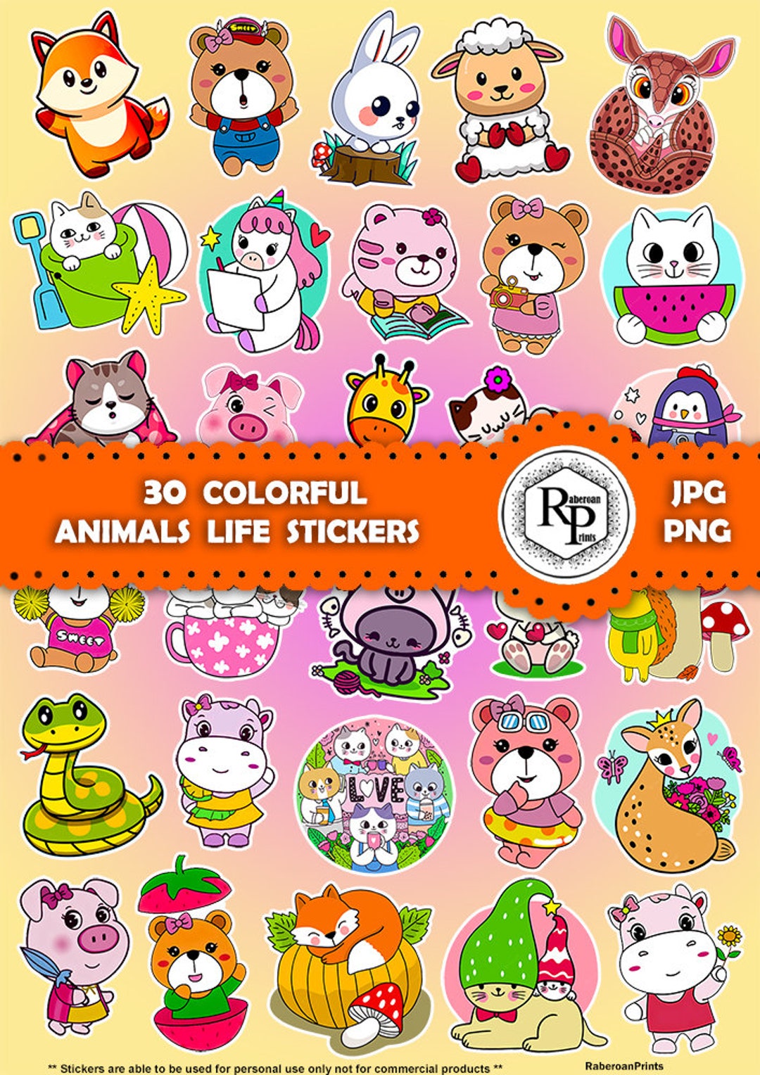 Super Bundle*** Colorful Animals Life ONE (1) Stickers Sheet Plus Gift ...