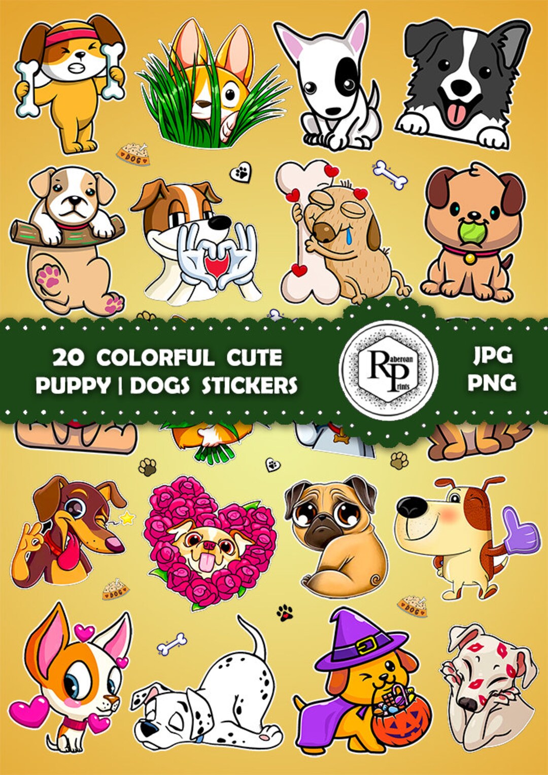 Adorable Puppy | Dogs' Lover Printable ONE (1) Stickers Sheet | Notepad ...