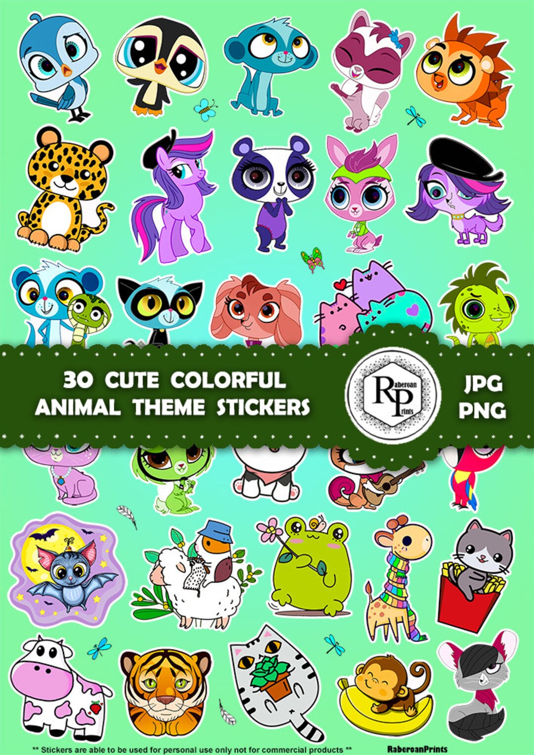 Adorable Colorful Animal Theme ONE (1) Stickers Sheet Plus Gift Box ...