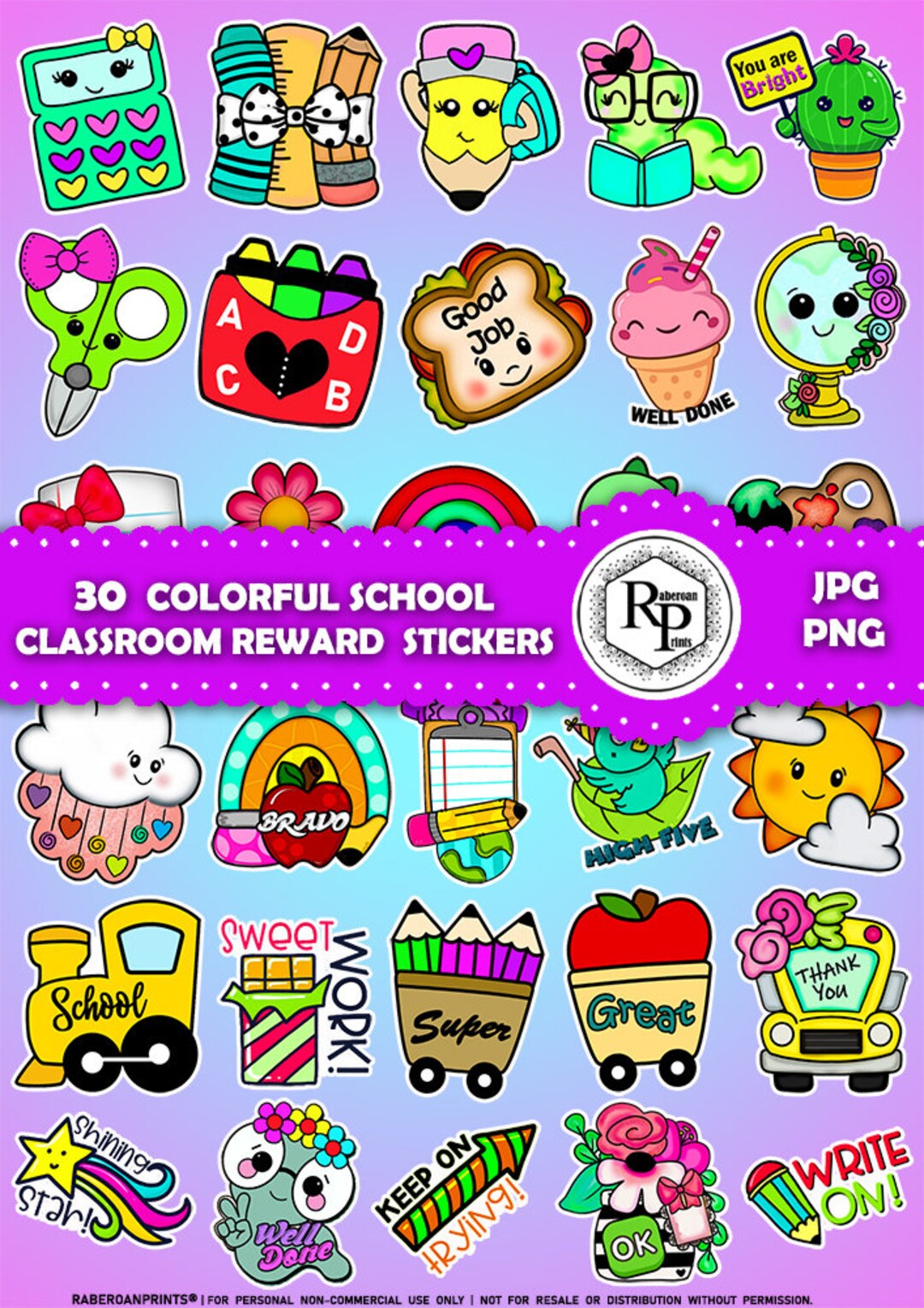 Super Bundle**** Classroom/school Reward ONE (1) Stickers Sheet #VII in ...