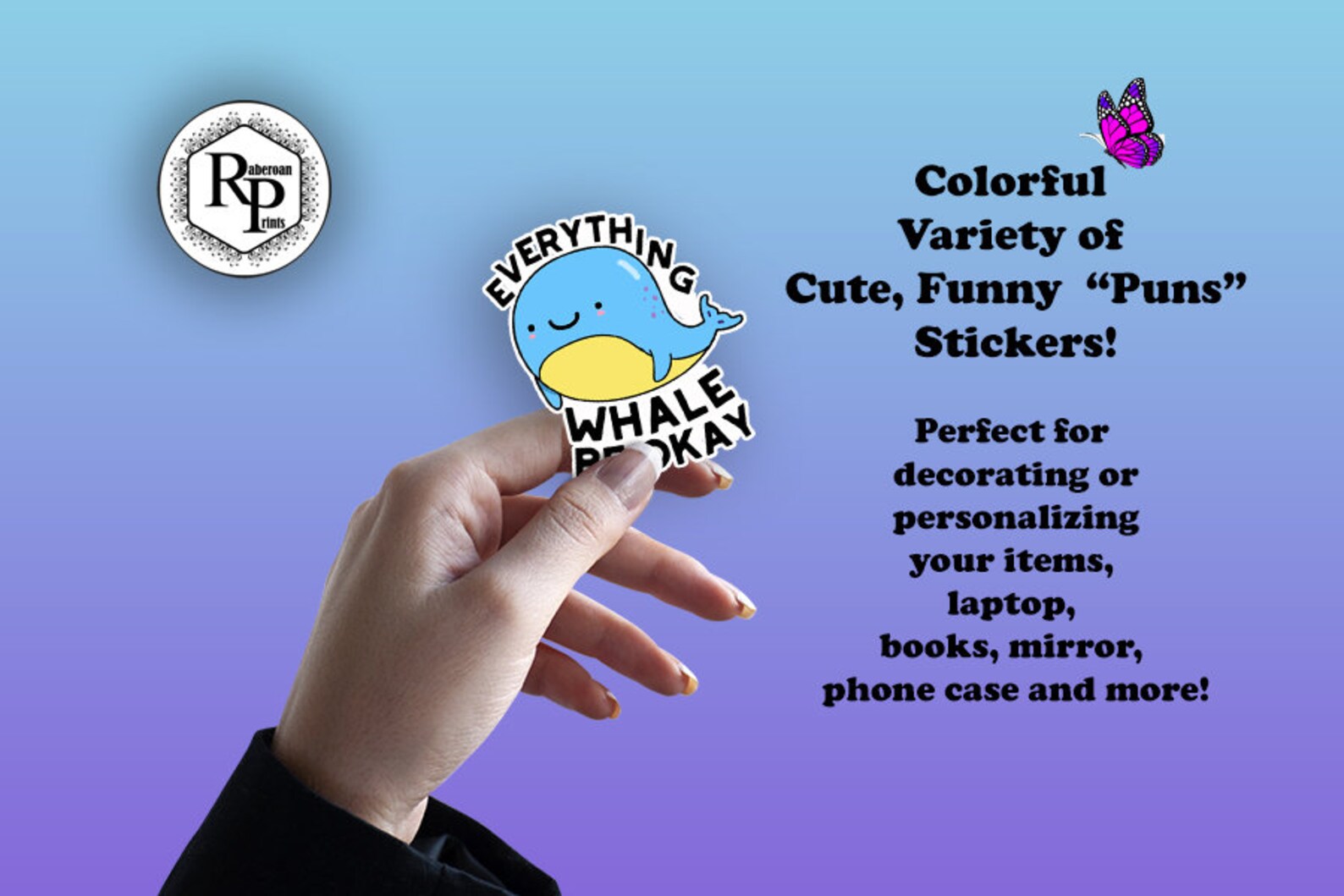 Funny "puns" Stickers Sheet, Vibrant Colors Bonus Gift Box Template ...