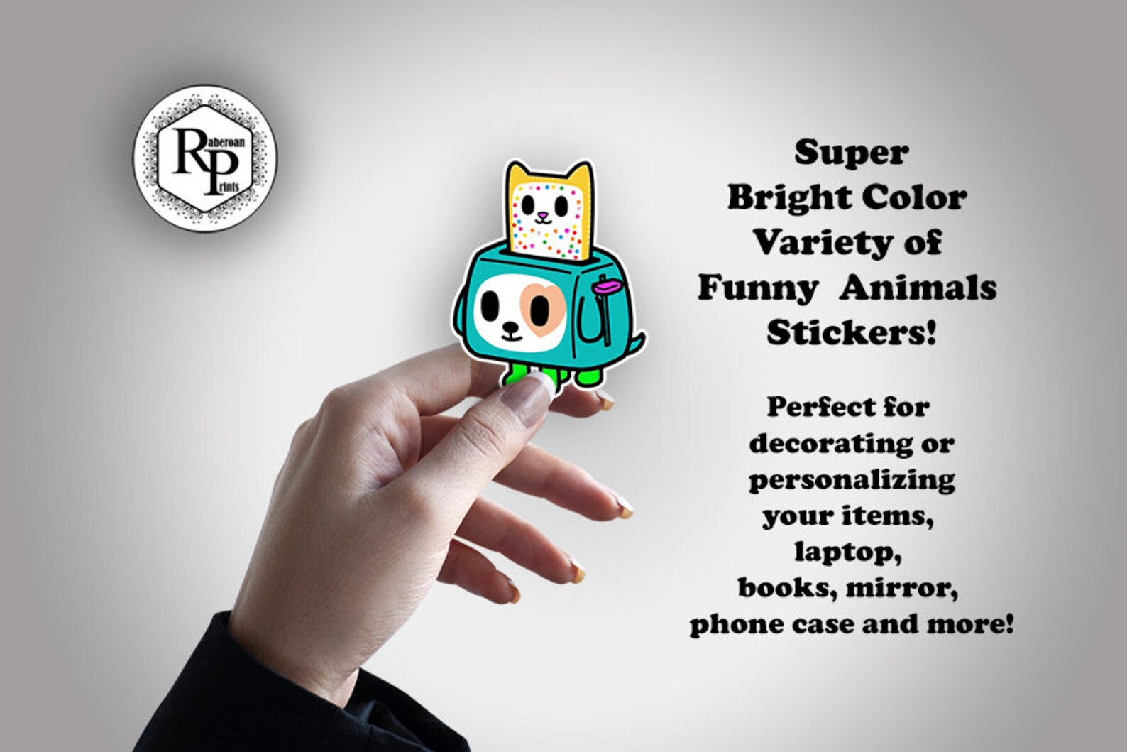 Best Selling** Super Bright Color Funny Animals ONE (1) Stickers Sheet ...